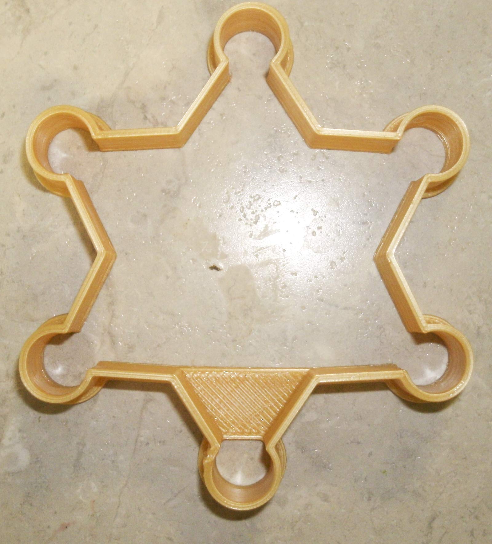 SHERIFF BADGE 6 POINT STAR WILD WEST THEME OUTLINE COOKIE CUTTER MADE IN USA PR892