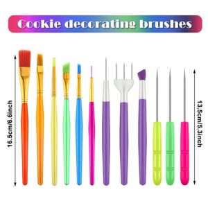 15 Pieces Cake Decorating Tool Set Cookie Decoration Brushes Cookie Scriber Needles Sugar Stir Needle for Cookie Cake Fondant Decoration Supplies