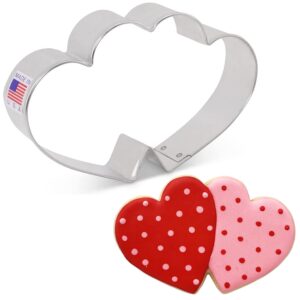 double heart valentine's cookie cutter, 4.75" made in usa by ann clark