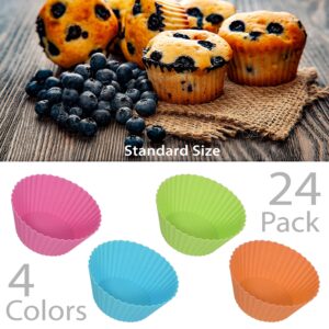 Bakerpan Silicone Muffin Cups - Reusable Cupcake Liners for Baking - Set of 24 Silicone Cupcake Molds - Premium Reusable Cupcake Liners for Baking