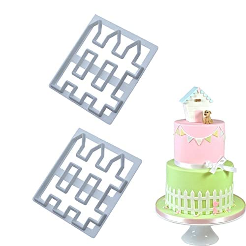 2PCS Fondant Molds | Wood Cutter | Garden Fence-Shaped Fondant Cutter - Wood Fence Cookie Cutter Creative Fondant Cake Fence Mold for Fondant, Gum Paste, Polymer Clay, DIY Cake Border Decorating