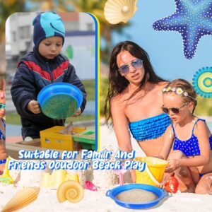 12 Pcs Sand Sifter Plastic Sand Sieve Dirt Sifter Rock Sifter Sand Sifter Sieves Sand Sifting Pan Gift for Kids Girls Boys Finding Treasure Beach Rocks Shells Gardening Digging, Blue, 8.66 Inches