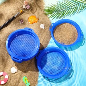 12 Pcs Sand Sifter Plastic Sand Sieve Dirt Sifter Rock Sifter Sand Sifter Sieves Sand Sifting Pan Gift for Kids Girls Boys Finding Treasure Beach Rocks Shells Gardening Digging, Blue, 8.66 Inches