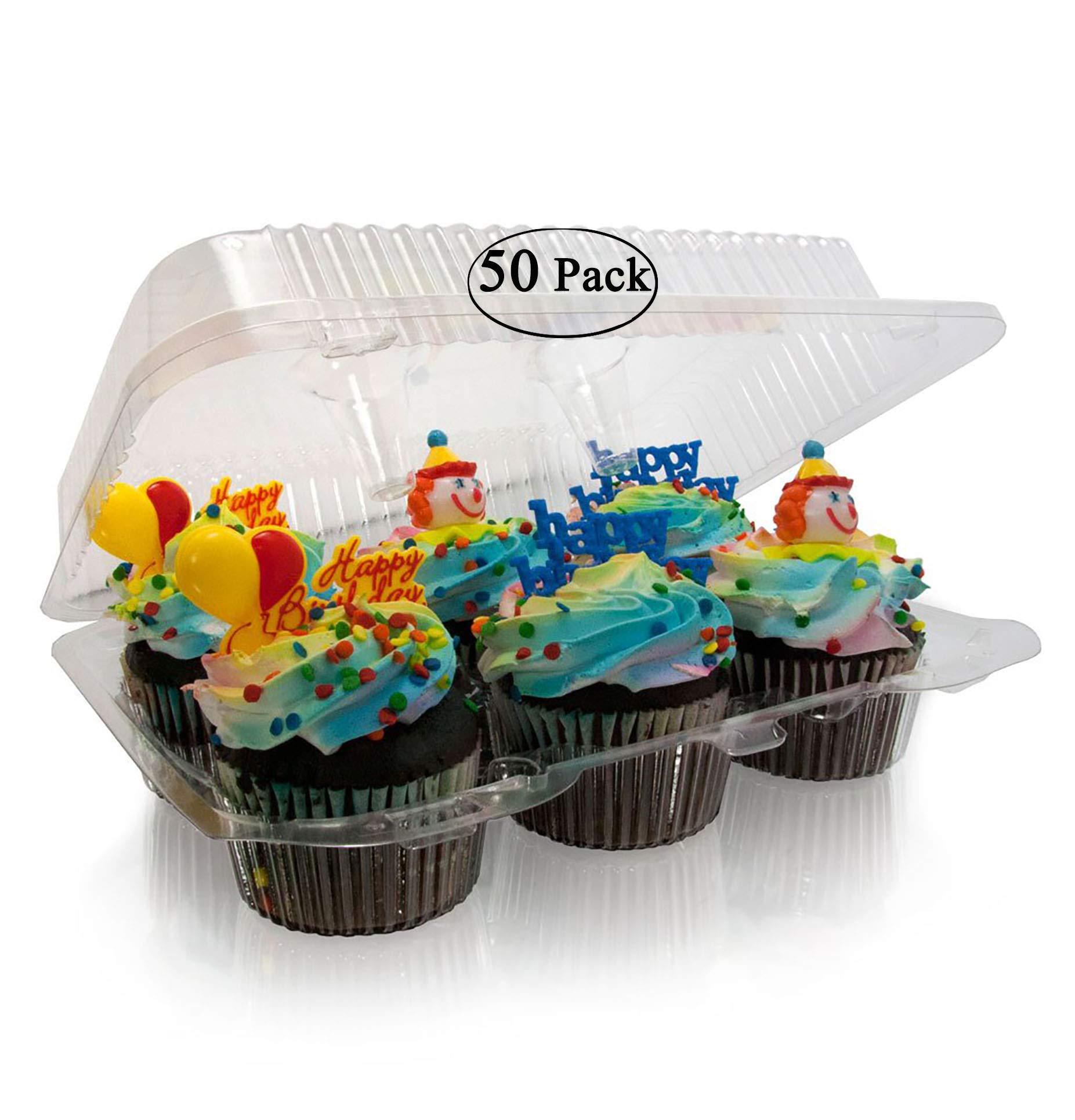 case of 50 6 Cupcake Boxes 6 cupcake containers plastic disposable 6 Pack Cupcake Containers 6 compartment cupcake containers half dozen cupcake containers 6 count 6 cupcake holder