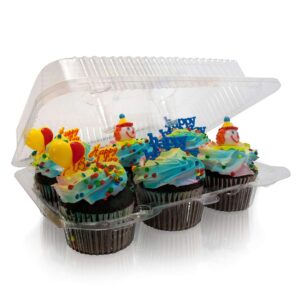 case of 50 6 Cupcake Boxes 6 cupcake containers plastic disposable 6 Pack Cupcake Containers 6 compartment cupcake containers half dozen cupcake containers 6 count 6 cupcake holder