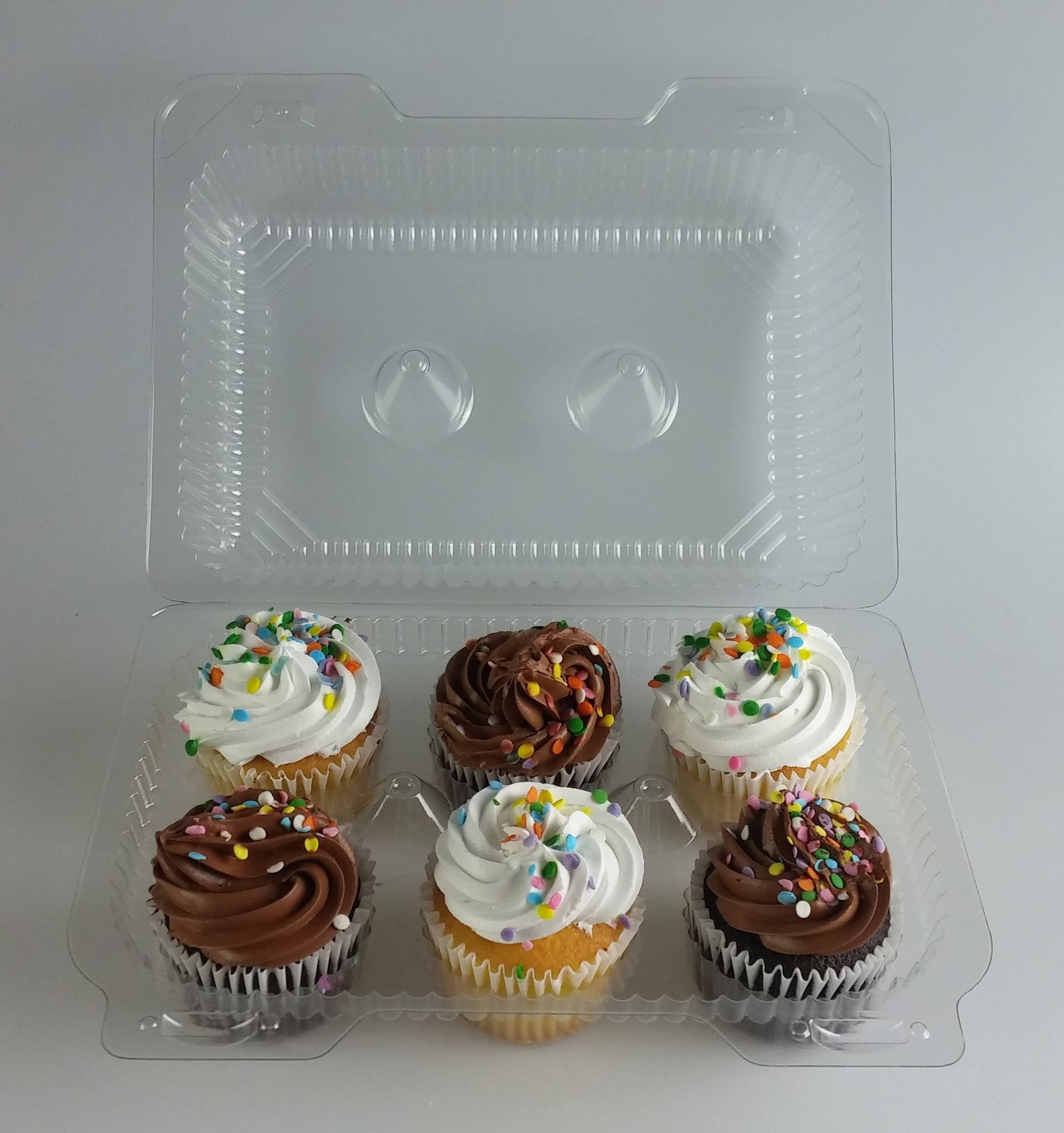 case of 50 6 Cupcake Boxes 6 cupcake containers plastic disposable 6 Pack Cupcake Containers 6 compartment cupcake containers half dozen cupcake containers 6 count 6 cupcake holder