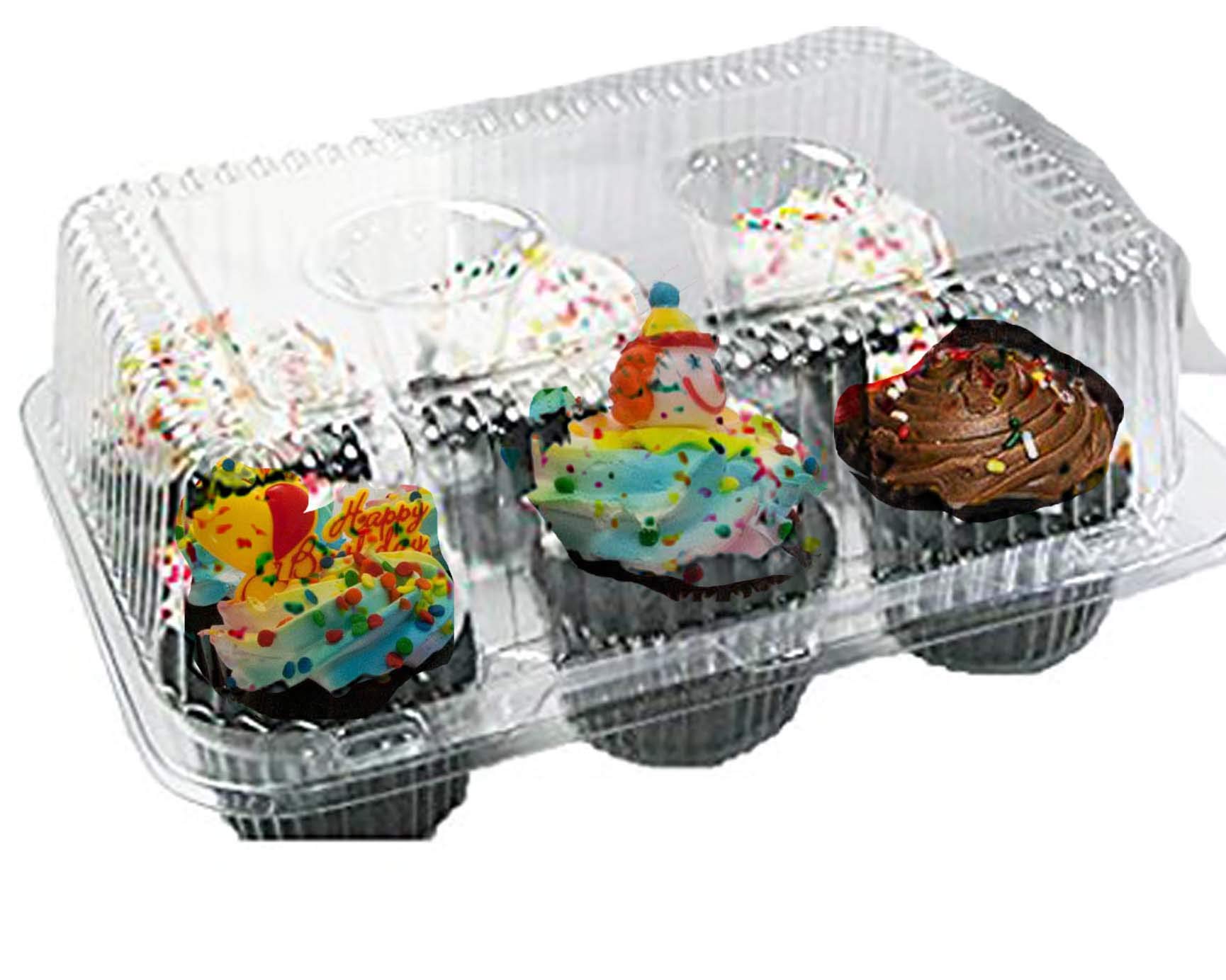 case of 50 6 Cupcake Boxes 6 cupcake containers plastic disposable 6 Pack Cupcake Containers 6 compartment cupcake containers half dozen cupcake containers 6 count 6 cupcake holder