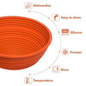 Webake Silicone Bread Proofing Basket,Collapsible Sourdough Bread Baking Supplies Dough Proofing Bowl Containers Oven Safe Baking Gifts for Bakers 9 INCHES