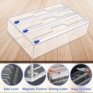 Foil and Plastic Wrap Organizer, 3 in 1 Kitchen Wrap Dispenser, Drawer Aluminum Foil Organization and Storage, Wall-Mounted Holder