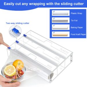 Foil and Plastic Wrap Organizer, 3 in 1 Kitchen Wrap Dispenser, Drawer Aluminum Foil Organization and Storage, Wall-Mounted Holder