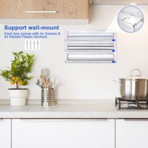 Foil and Plastic Wrap Organizer, 3 in 1 Kitchen Wrap Dispenser, Drawer Aluminum Foil Organization and Storage, Wall-Mounted Holder