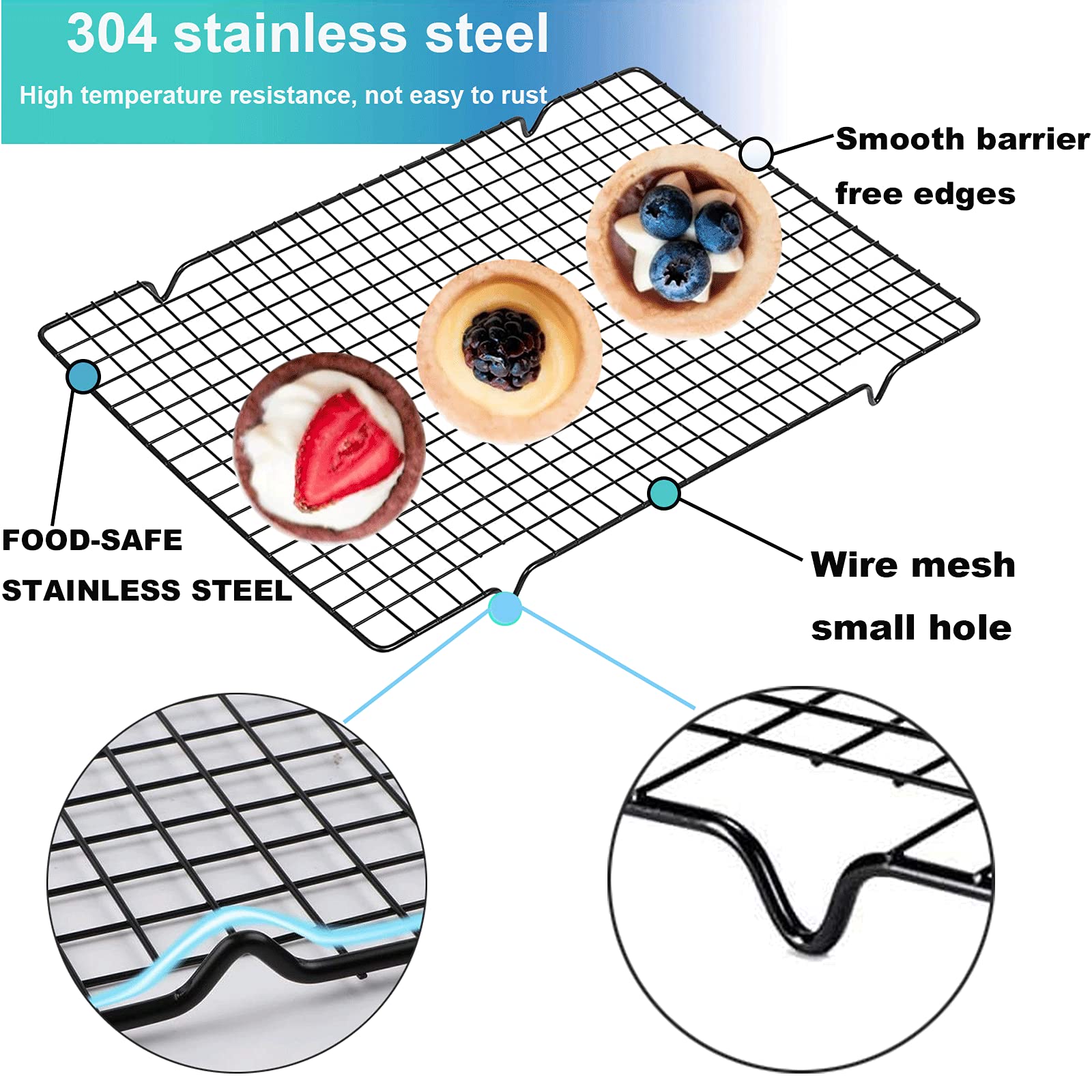 Lemengtree Cooling Racks,Baking Rack Tray Non-Stick Pan Stainless Steel Cake Cooling Wire Roasting Rack for Biscuit Pizza Bread Cake Baking(2pack-11.02 inch)