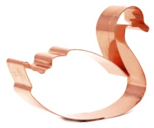 swimming swan bird cookie cutter 4 x 3 inches - handcrafted copper cookie cutter by the fussy pup