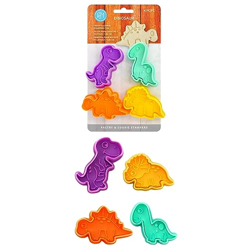 R & M International Dinosaur Cookie, Set of 4 Stamper, one size, Colors may vary