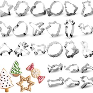 24 Pack Cookie Cutters, RUCKAE Cookie Cutters Set, Biscuit Mould, DIY Baking Cake Craft Pastry Bakeware Decoration