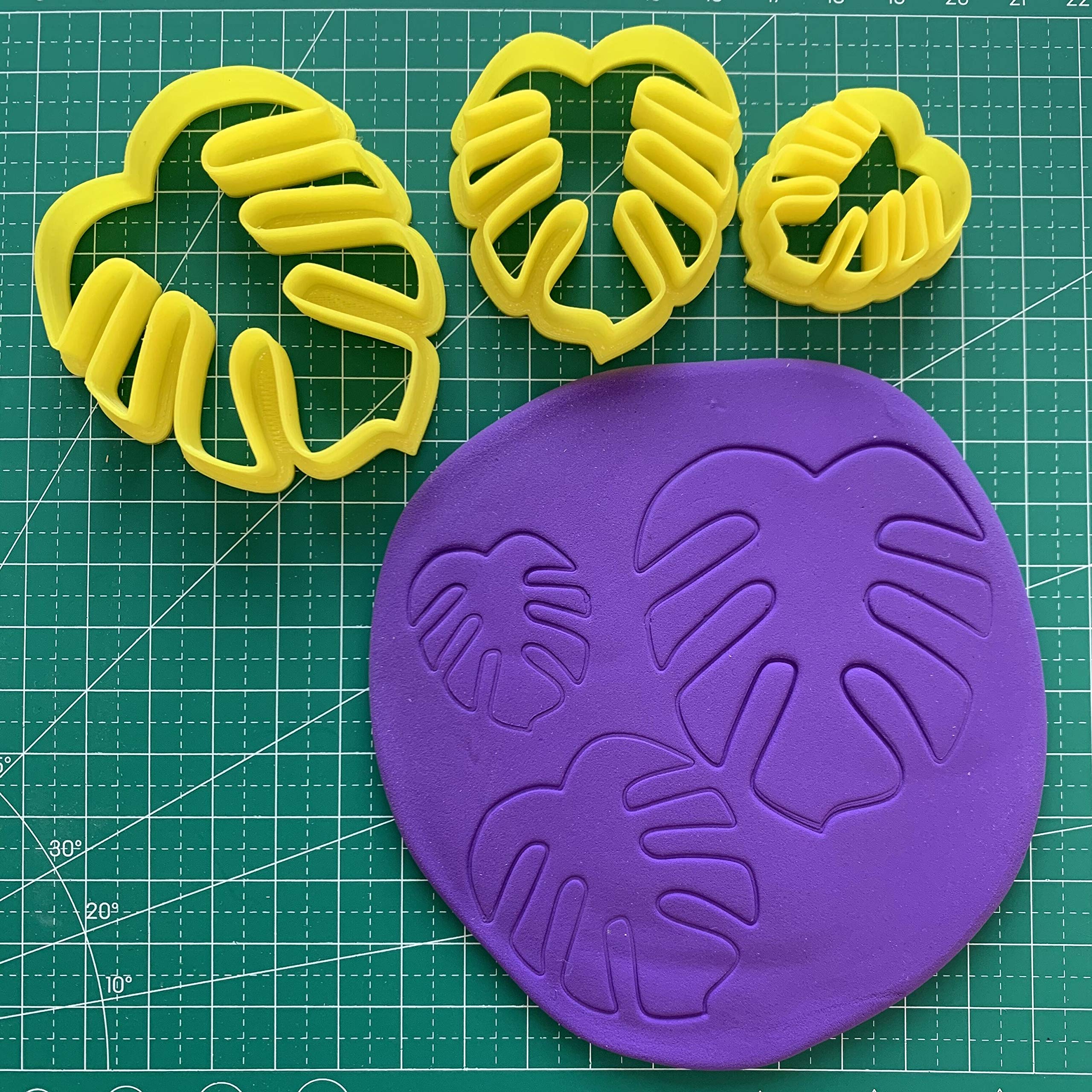 CHENRUI Set of 3 Monstera Leaf Polymer Clay Cutter Set Cookie Fondant Cutters