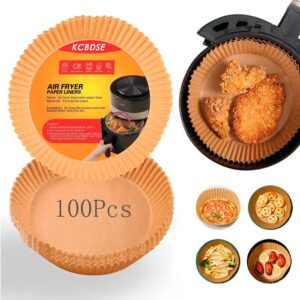 air fryer disposable paper liner, 6.3 inch 100 sheets unbleached non-stick oil-proof parchment paper for air frying, roasting microwave, food grade baking paper liners/circular