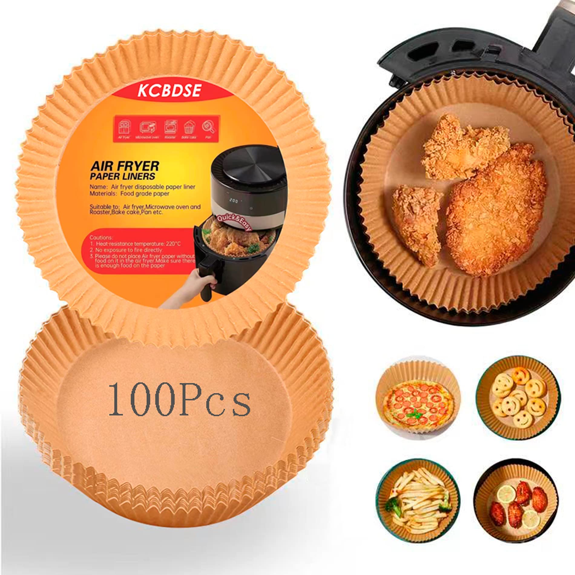 Air Fryer Disposable Paper Liner, 6.3 inch 100 sheets Unbleached Non-stick Oil-Proof Parchment Paper for Air Frying, Roasting Microwave, Food Grade Baking Paper Liners/Circular