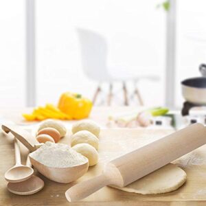 Meilexing Rolling Pin Beech Wood Wax Free, Professional Dough Roller for Baking Pasta Pizza Fondant Cookie Noodles Bread, 15x1.5 inch（With handle）,the roller is 9 inch