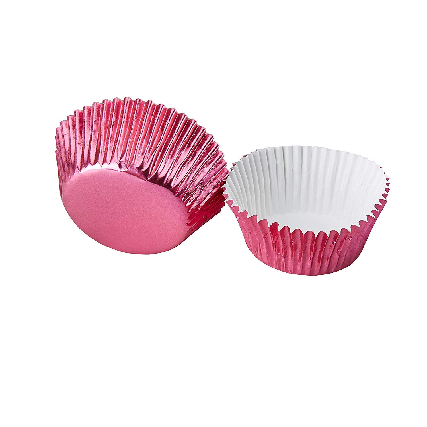 200 Pack Magenta Foil Cupcake Liners for Baking, Standard Size Metallic Cups for Muffins (2 x 1 In)