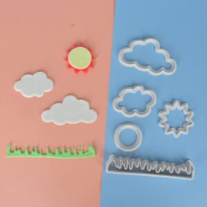 serduobi 10 pcs cloud cookie cutters cloud cutters set sun baking molding grass cake decorating mini sun cutters for diy cake fondant decorating