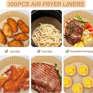 CREATIVE KITCHEN(CK) Air Fryer Liners| 6.3 inches 100PCS Disposable Paper Liners | Non-Stick Parchment Paper Liners | Oil-Proof, Water-Proof, | Airfryer Liners For Oven Baking| Roasting Microwave