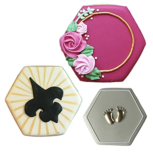 Hexagon Shapes Cookie Cutters 3-Pc. Set Made in the USA by Ann Clark, 3", 3.5", 3.75"