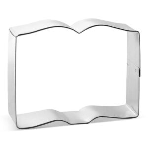 open book cookie cutter 3.75 inch - made in the usa – foose cookie cutters tin plated steel open book cookie mold