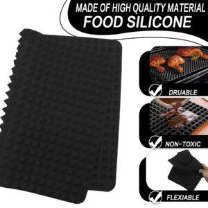 Amy Sport Silicone Baking Mat Cooking Pan 2 Pack Non-Stick Healthy Fat Reducing Sheet For Oven Grilling BBQ (2 Pack Black Large Mat), 16”x11”