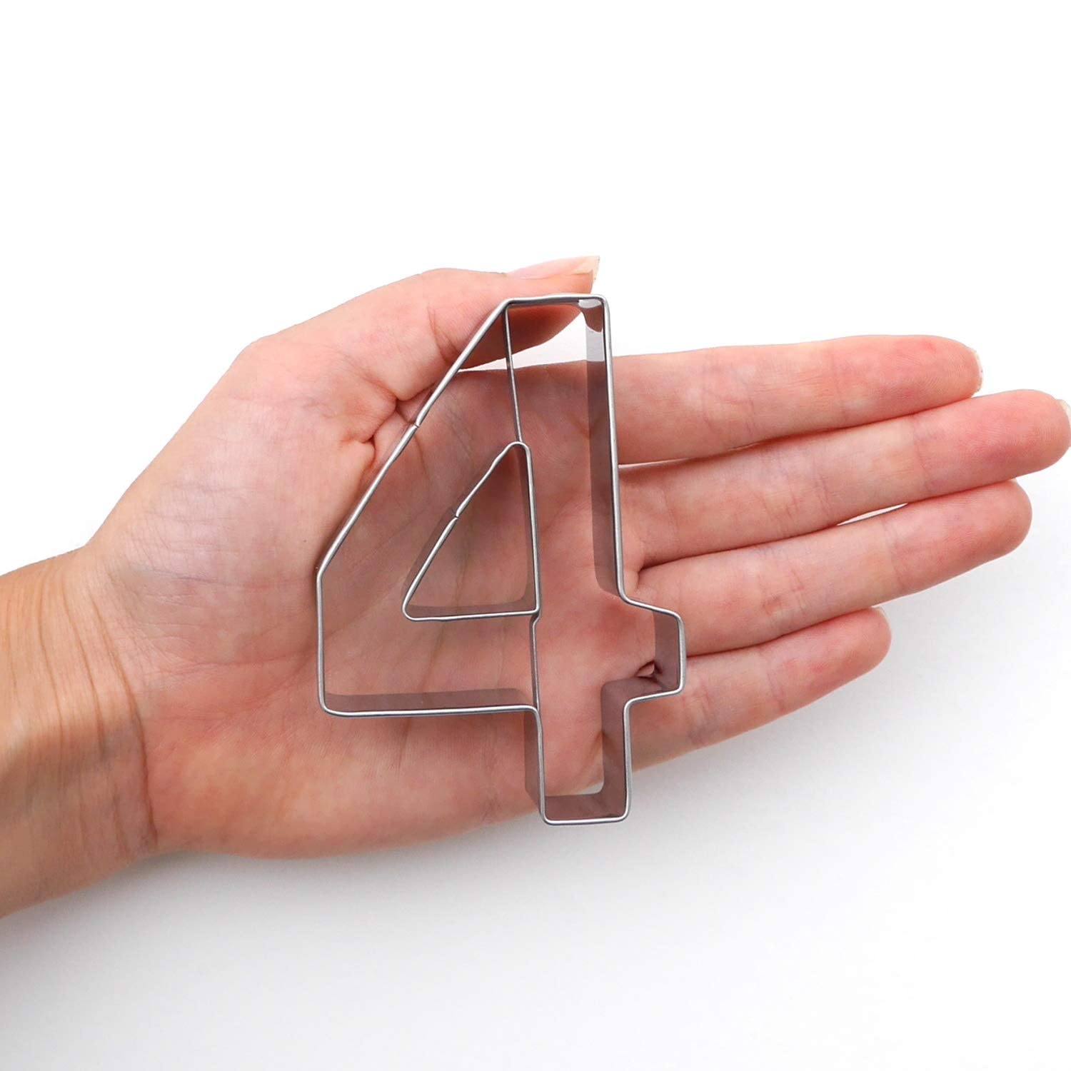 Number Four (4) Cookie Cutter, Premium Food-Grade Stainless Steel, Dishwasher Safe (4)