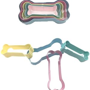 Yonisun 5 In 1 Stainless Steel Metal Dog Bone Shape Cookie Cutter Set Colorful