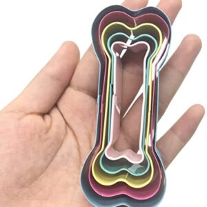 Yonisun 5 In 1 Stainless Steel Metal Dog Bone Shape Cookie Cutter Set Colorful