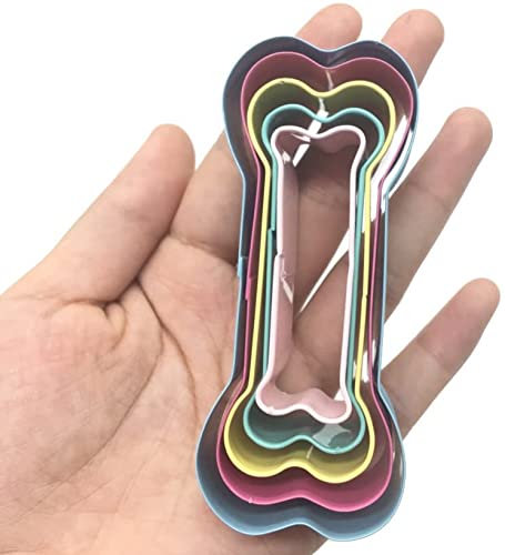 Yonisun 5 In 1 Stainless Steel Metal Dog Bone Shape Cookie Cutter Set Colorful