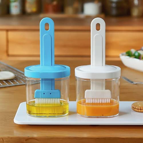 KDDOM 1 Piece Oil Bottles with Brush Kitchen Oil Bottle Brush Sauce Bottle Brush Barbecue Brush(White)