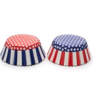 Fox Run Patriotic Bake Cup Set, 3 x 3 x 1.25 inches, Multicolored