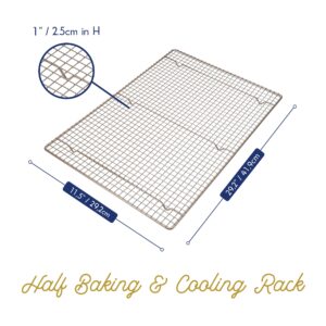 Half Sheet Cooling Rack Set of 2 by Ultra Cuisine - Wire Rack Baking Sheet - Oven Rack Grill - Wire Baking Rack - Sheet Pan Roasting Rack - Cooling Racks for Baking - Cooling Racks Champagne 12" x 17"