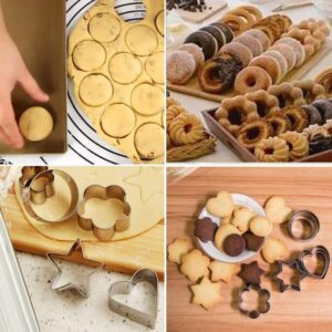 24-Piece Stainless Steel Mini Geometric Shaped Cookie Biscuit Cutter Set Square Heart Triangle Round Flower Star Baking Metal Molds to Cut Out Pastries,Dough,Pie Crust,Fruit,Fondant & Clay(Hexagon)