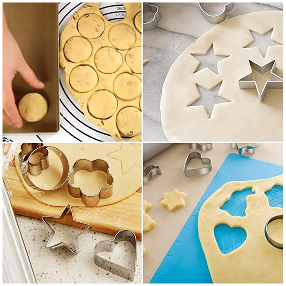 24-Piece Stainless Steel Mini Geometric Shaped Cookie Biscuit Cutter Set Square Heart Triangle Round Flower Star Baking Metal Molds to Cut Out Pastries,Dough,Pie Crust,Fruit,Fondant & Clay(Hexagon)