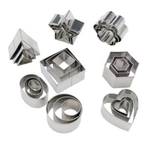 24-Piece Stainless Steel Mini Geometric Shaped Cookie Biscuit Cutter Set Square Heart Triangle Round Flower Star Baking Metal Molds to Cut Out Pastries,Dough,Pie Crust,Fruit,Fondant & Clay(Hexagon)