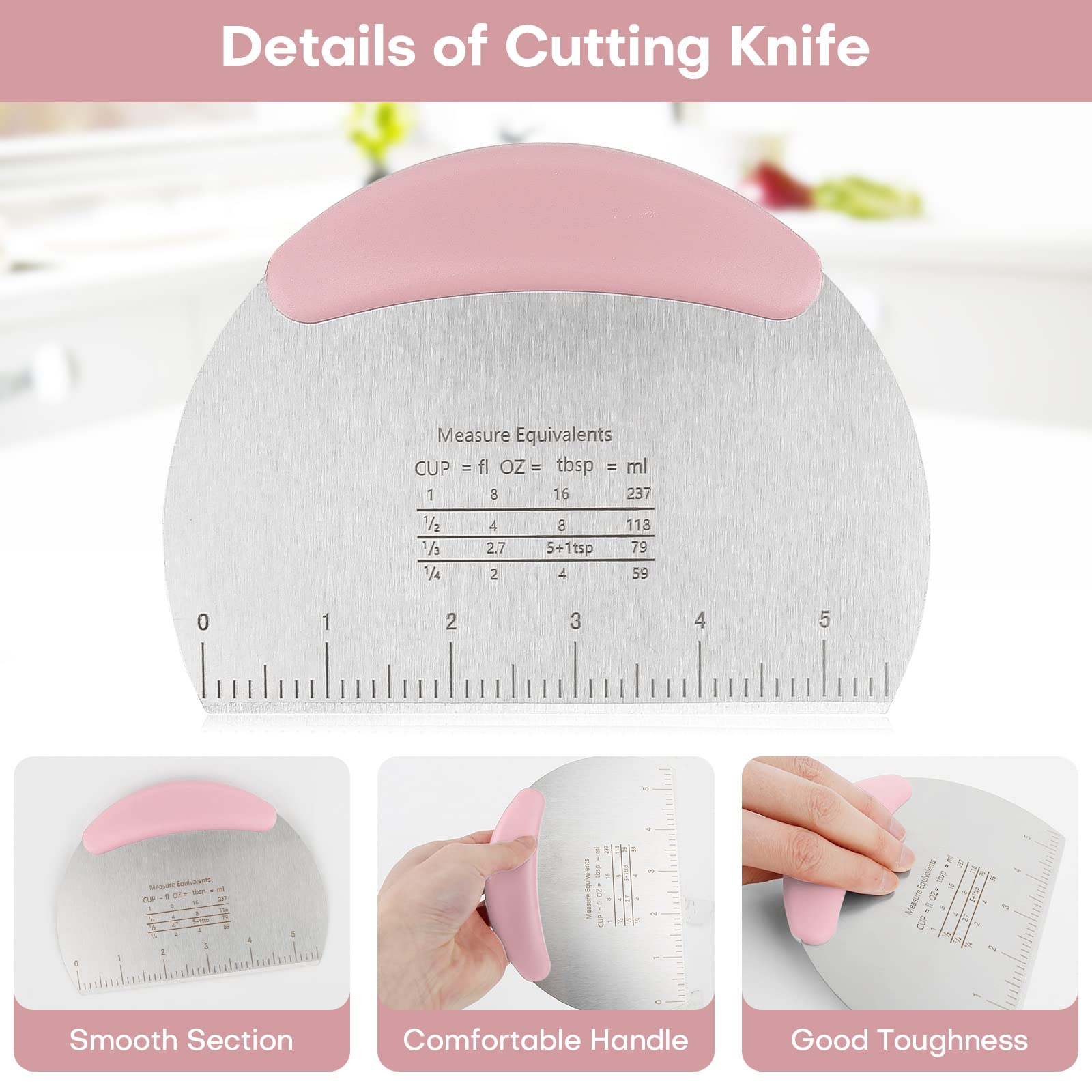 Pastry Cutter and Dough Blender Stainless Steel Pastry Blender Biscuit Cutter for Baking (Pink)