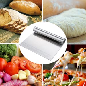 Dough Pastry Scraper, Stainless Steel Cake Scraper with Measuring Scale, Multipurpose Pizza Dough Pastry Bench Scraper Knife with Measuring Scale, for Kitchen Baking