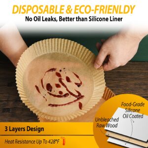 Large Air Fryer Disposable Paper Liner 8 Inch - Air Fryer Parchment Paper Disposable Air Fryer Round Liners - Food Grade Paper Liner For Air Fryer Basket - Fits Any Air Fryer 5 Quart