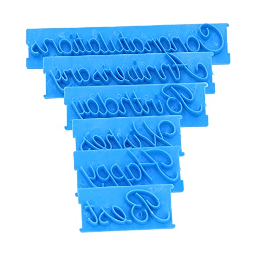 6Pcs Cake Words Stamp, Happy Birthday Best Wishes Congratuation Anniversary Handwritten Letter Cutter Set for DIY Cake Cookies Pastry, Printed Stamp Mould Bakery Supplies for Cake