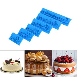 6Pcs Cake Words Stamp, Happy Birthday Best Wishes Congratuation Anniversary Handwritten Letter Cutter Set for DIY Cake Cookies Pastry, Printed Stamp Mould Bakery Supplies for Cake