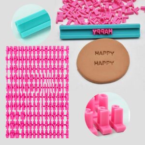 2Pcs Cookie Stamps Gadget,Alphabet Number Punctuation Cookie Biscuit Letter Stamp Set Including Letras Lower and Upper Case for Cake,Biscuit, Fondant Baking Clay DIY Embosser Mold (Yellow, Pink)