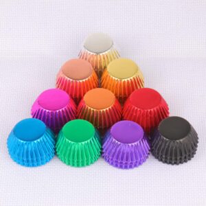 SUBANG 550 Pieces Foil Cupcake Liner Baking Cups Muffin Tins Treat Cups Foil Metallic Cupcake Liners for Weddings,Birthdays,Baby Showers, Multicolor