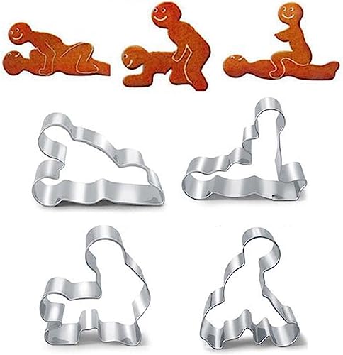 4 Pcs Stainless Steel Cookie Cutter Set, Funny DIY Mold Cookie Mold Cutting Mold, Cartoon Baking Mold, Fondant Tool Pastry Biscuit Cake Baking Mould Set D3