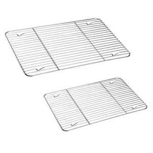 teamfar cooling rack, baking roasting rack stainless steel for baking sheet oven pan, healthy & rust free, mirror finish & dishwasher safe - set of 2(15 inch & 11 inch)