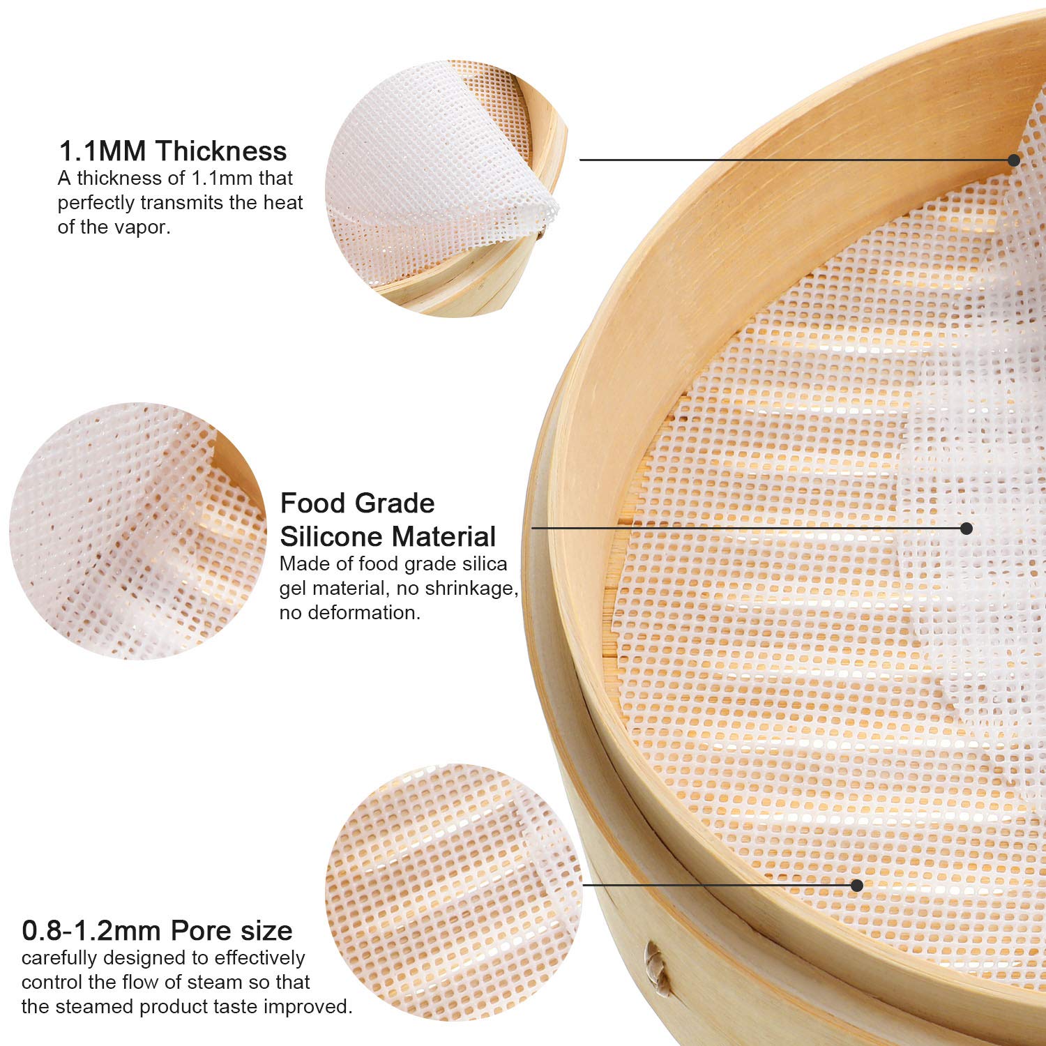 12 Pieces 9 Inch Silicone Steamer Liners Non-stick Silicone Steamer Mesh Round Dumplings Buns Mat Steamed Pad Baking Pastry Dim Sum Mesh for Home Kitchen Use