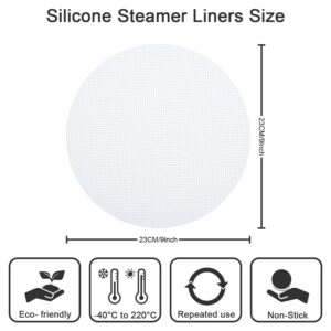 12 Pieces 9 Inch Silicone Steamer Liners Non-stick Silicone Steamer Mesh Round Dumplings Buns Mat Steamed Pad Baking Pastry Dim Sum Mesh for Home Kitchen Use